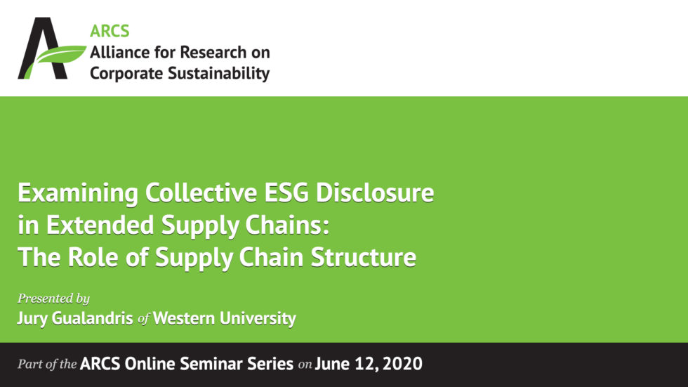 Examining Collective ESG Disclosure in Extended Supply Chains: The Role ...